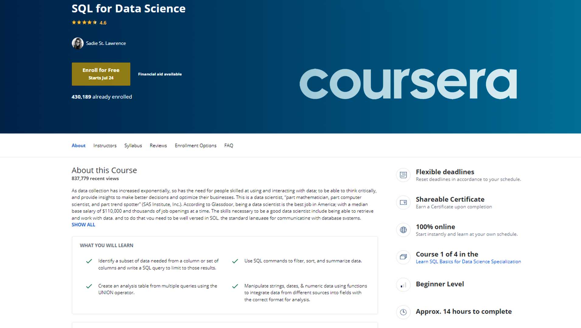 10 Best SQL Courses to Take in 2022